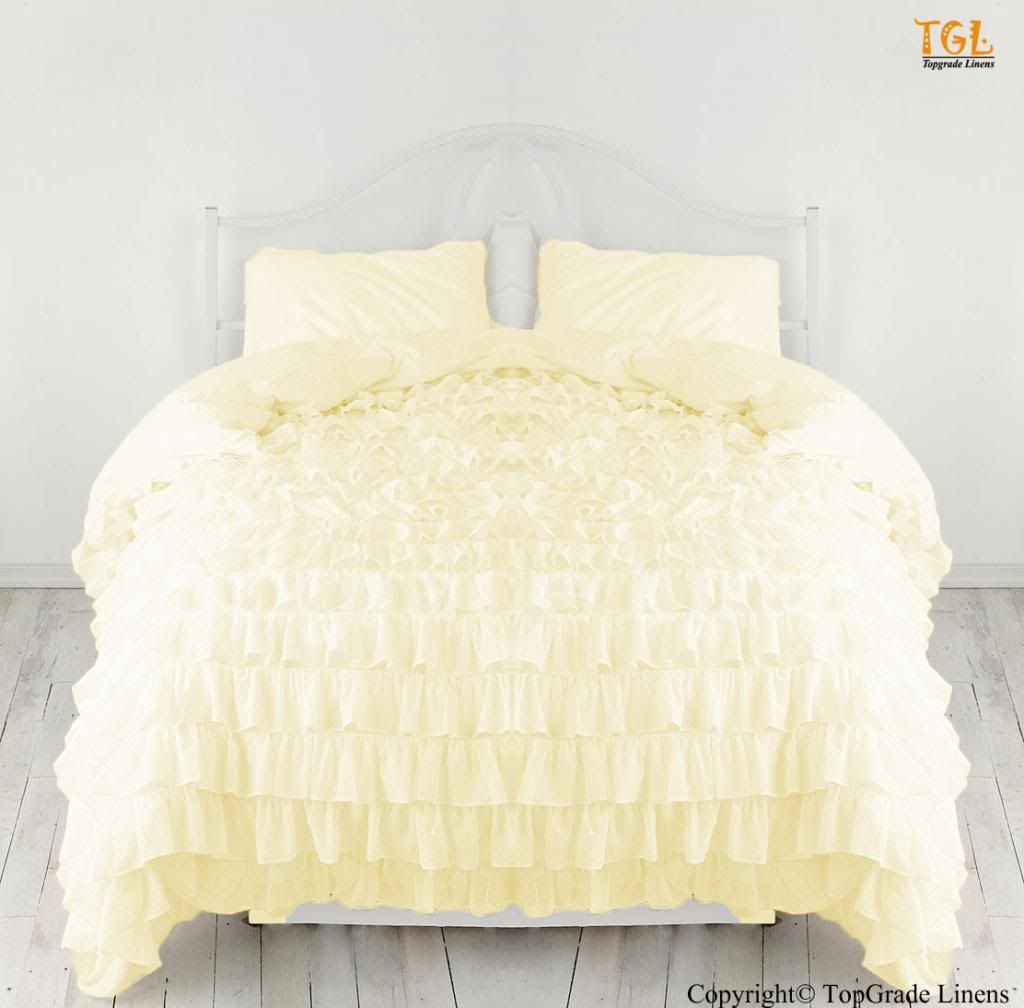 Beautiful Waterfall Ruffle Duvet Set 800tc Egyptian Cotton Bedding King